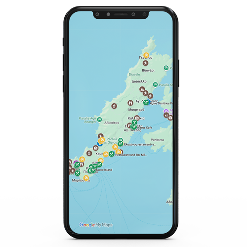 Alonissos Karte • Online-Karte mit allen Sehenswürdigkeiten